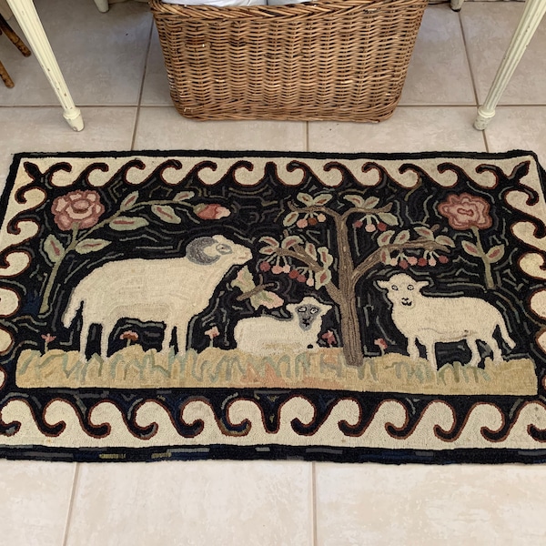 Primitive Hooked Rug - Etsy