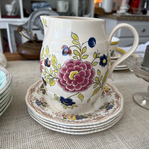 Delft Williamsburg Restoration Floral Pitcher - Etsy