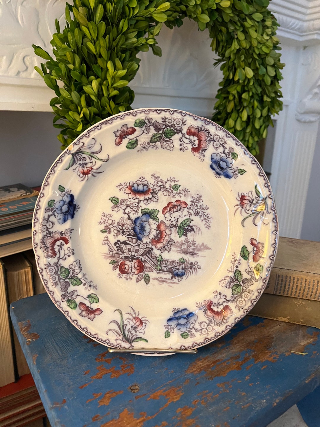 Antique Polychrome Chinoiserie Transferware 9.5” - Etsy