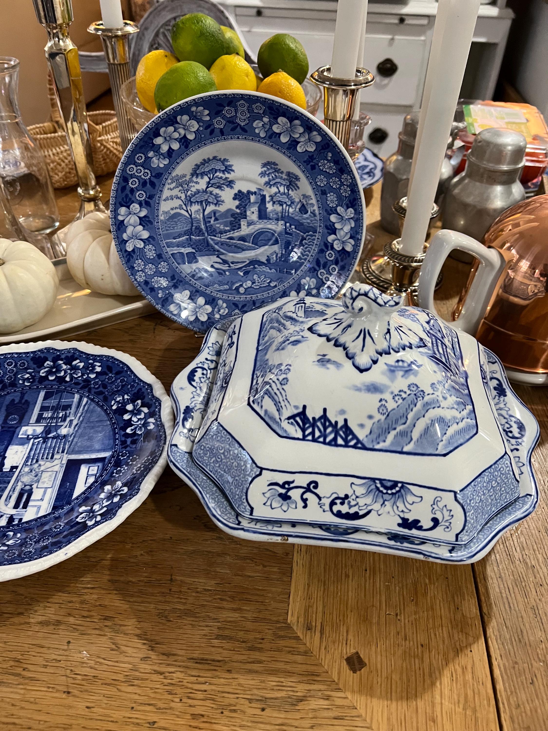 Blue and White Vintage Spode Bowl - Etsy