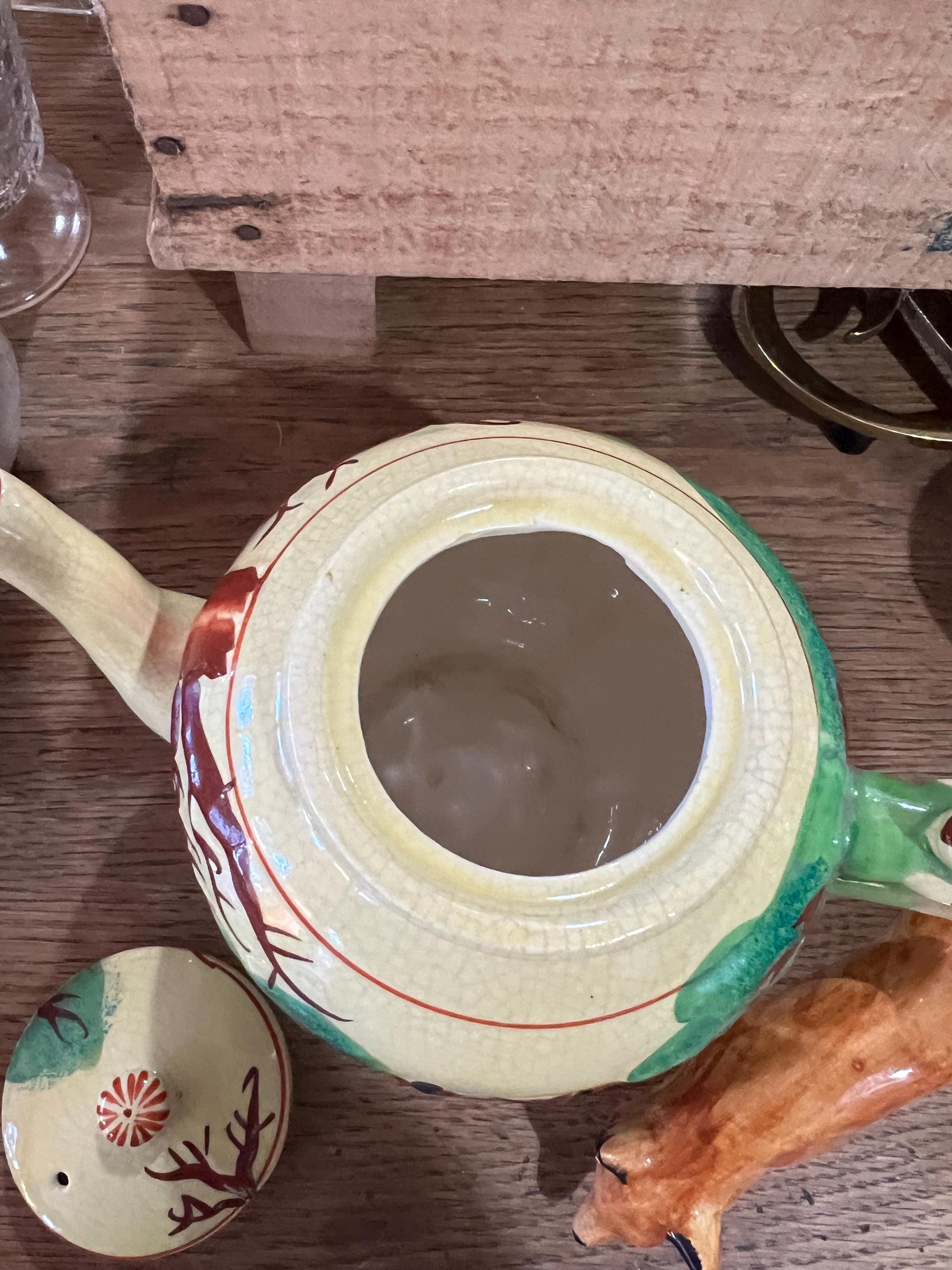 Yellow Vintage Fox Hunting Themed Tea Pot - Etsy