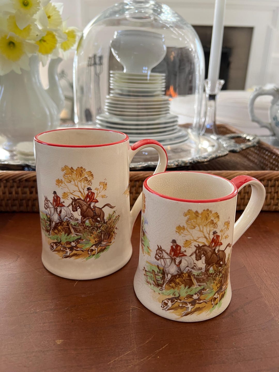 English Fox Hunting Vintage Mugs. Set of 2. Sandlandware Staffordshire ...