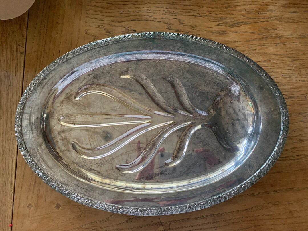 Vintage Footed Silverplate Meat Platter. Measures 18” X 12”. - Etsy