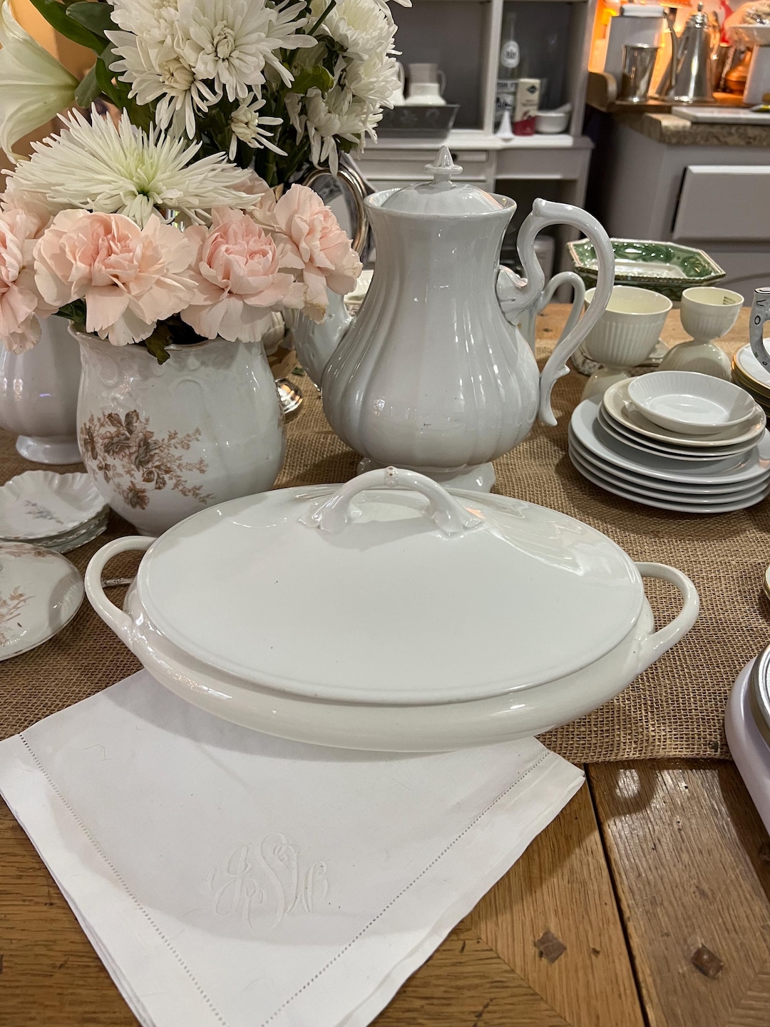White Vintage Johnson Bros Covered Dish - Etsy