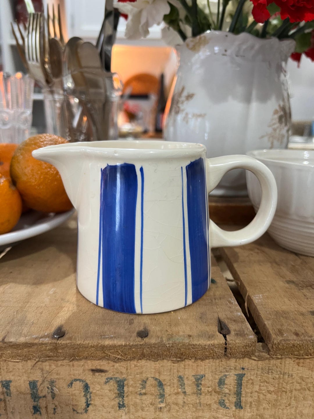 Blue and White Hand Decorated Vintage Creamer/pitcher - Etsy