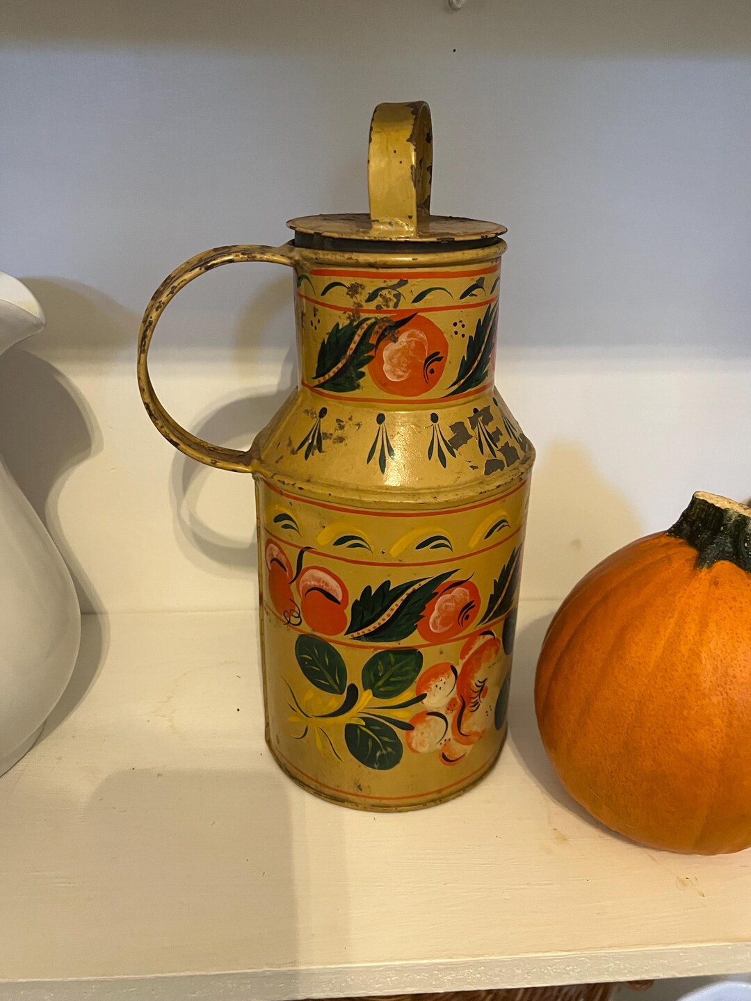 Mustard Handpainted Vintage Tole Milk Bucket. - Etsy