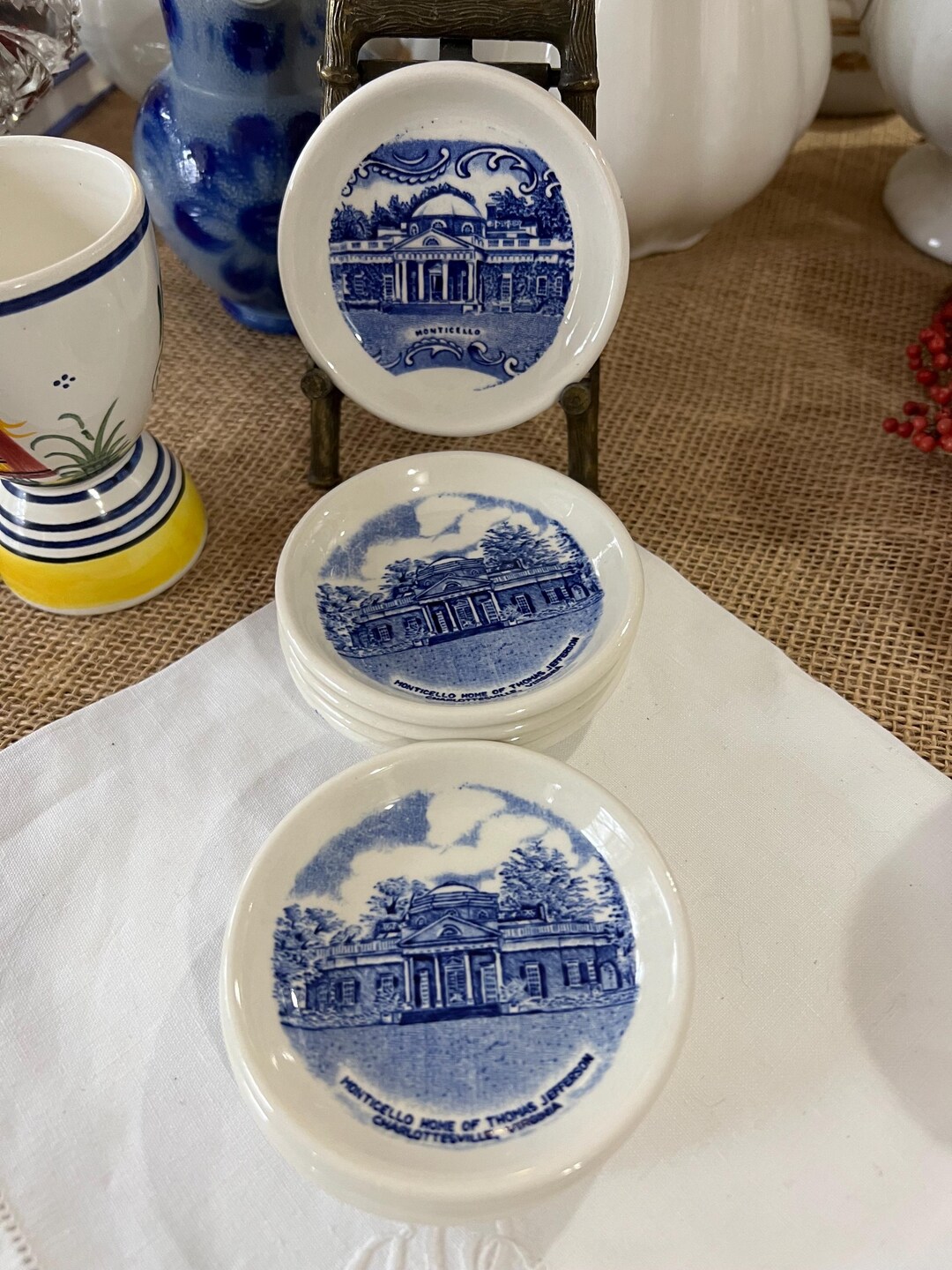 Blue and White Vintage Monticello Butter Pats. Set of 8. - Etsy