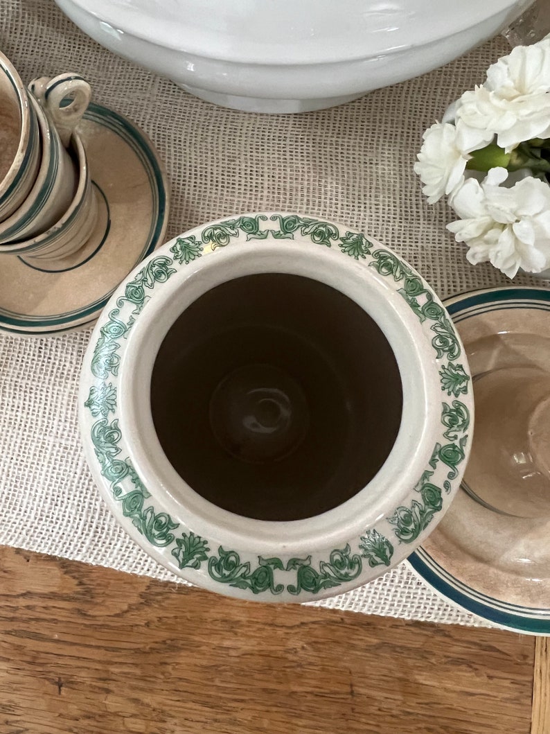 Green and Cream Vintage Transferware Ceramic Vase - Etsy