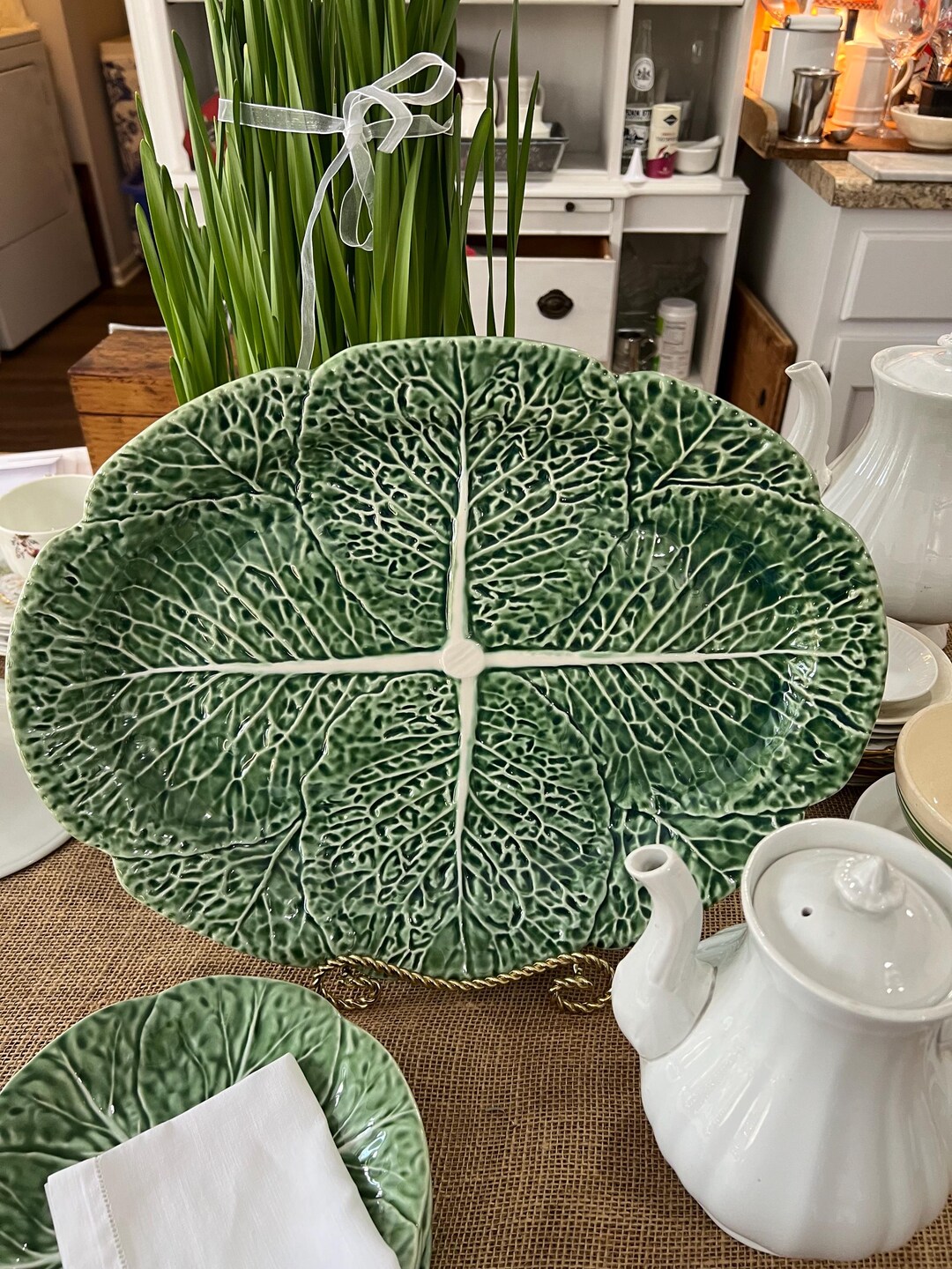 Green Cabbage Platter by Pinheiro Bordallo Portugal 17” - Etsy