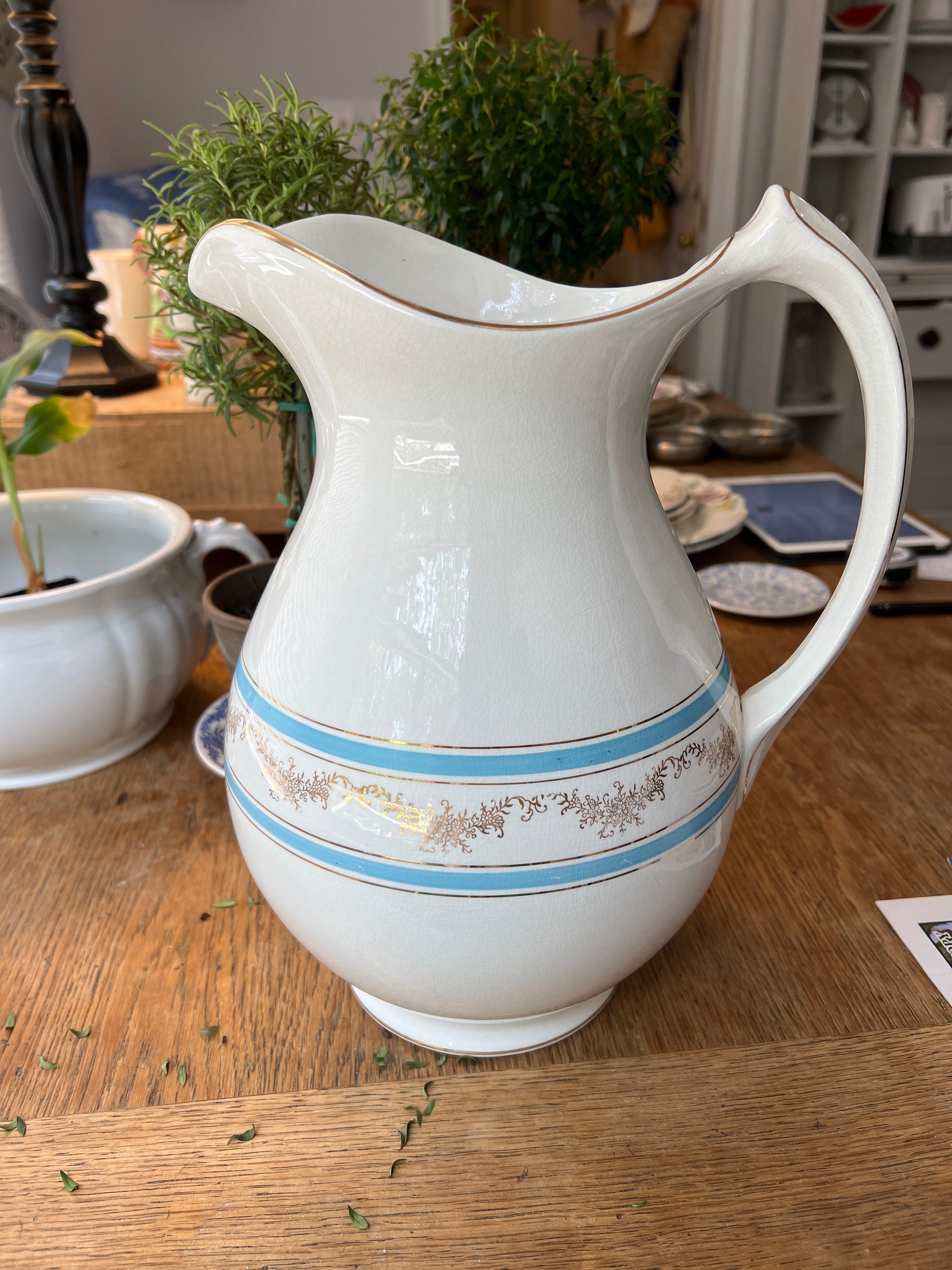 Large Vintage Pitcher by Edwin M Knowles. - Etsy