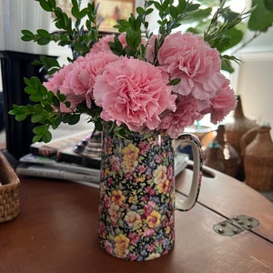 Black Vintage English Floral Chintz/calico Pitcher by Heron Cross ...