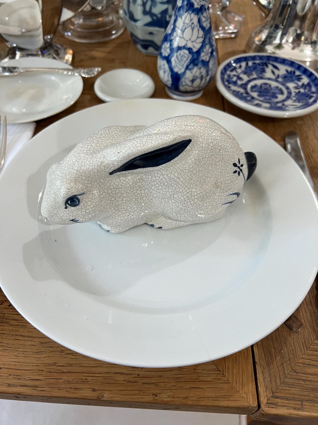 Blue and White Dedham Pottery Rabbit - Etsy