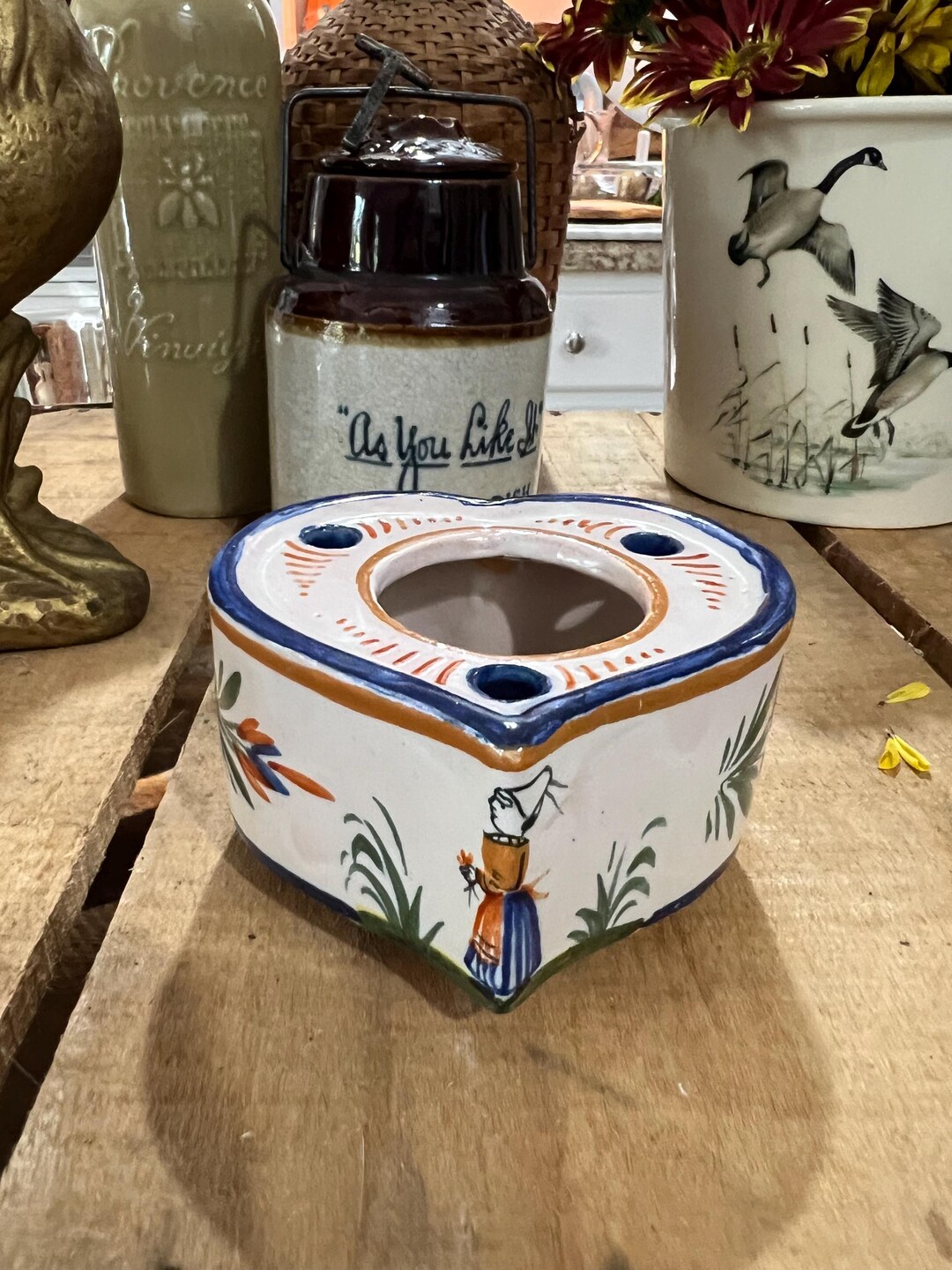 Henriot Quimper Heart Shaped Ink Well. - Etsy