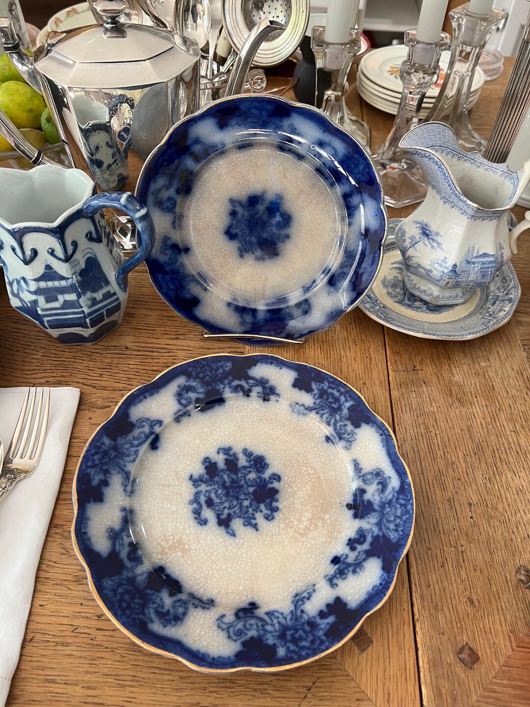 Blue and White Flow Blue Plates. Set of 2. - Etsy