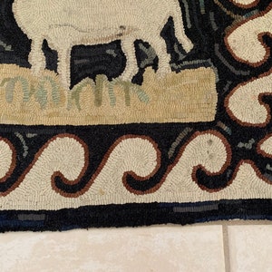 Primitive Folk Art Hand Hooked Rug by Jean Tynan. Rug Design by Marion ...