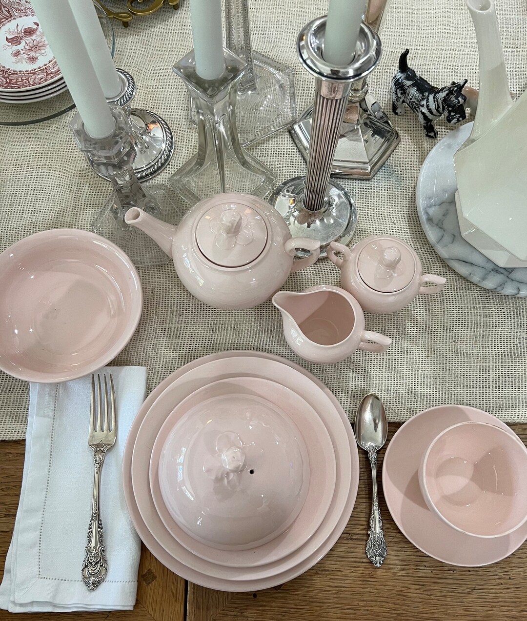 Pink Vintage Breakfast Set for One. - Etsy