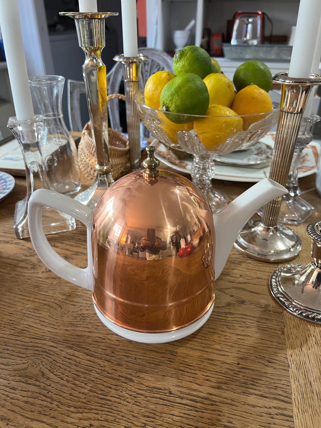 White Baker, Hart & Stuart Ceramic Tea Pit With Copper Cozy - Etsy