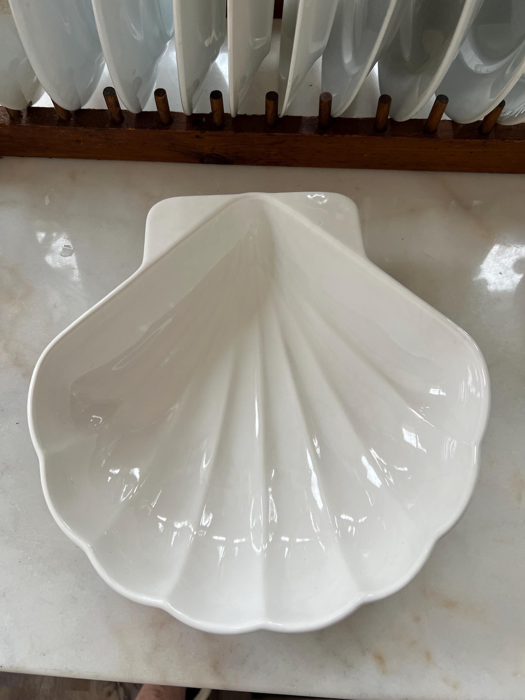White Ceramic Shell Serving Dish - Etsy