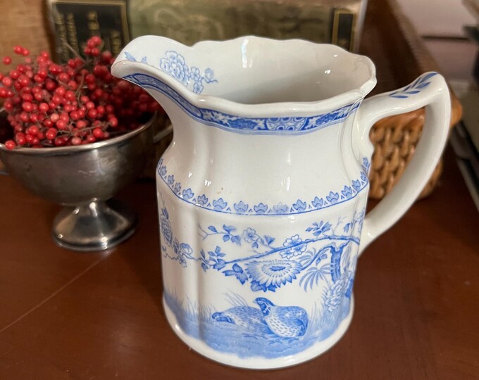 Blue and White English Furnivals Quail 1913 Pitcher Milk Jug - Etsy