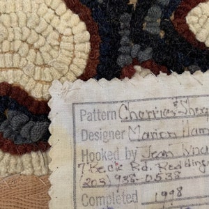 Primitive Folk Art Hand Hooked Rug by Jean Tynan. Rug Design by Marion ...