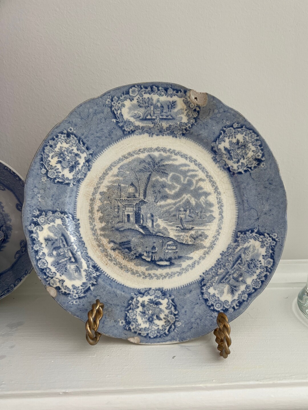 Antique Blue and White Transferware Plate. Measures 8”. - Etsy