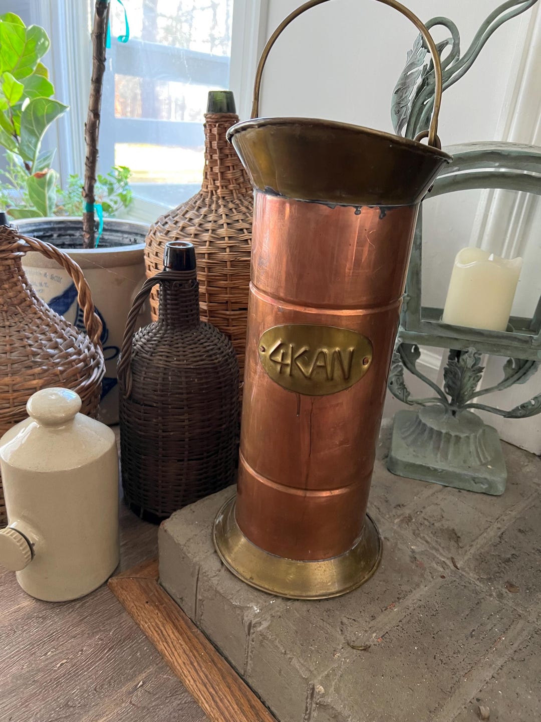 Copper and Brass Vintage Handled Tall Pail From Holland - Etsy