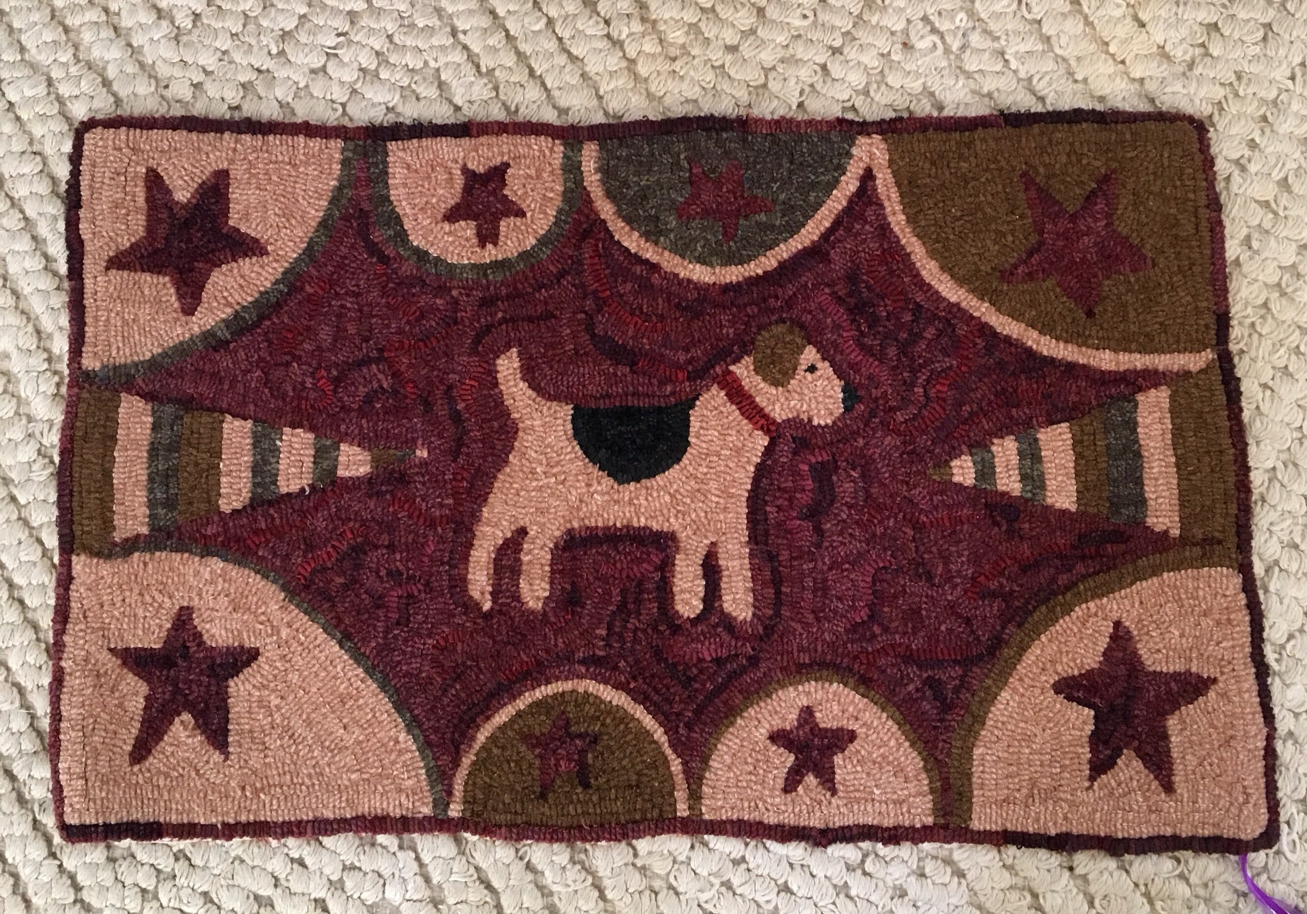 Primitive Folk Art Hand Hooked Rug wirehaired - Etsy