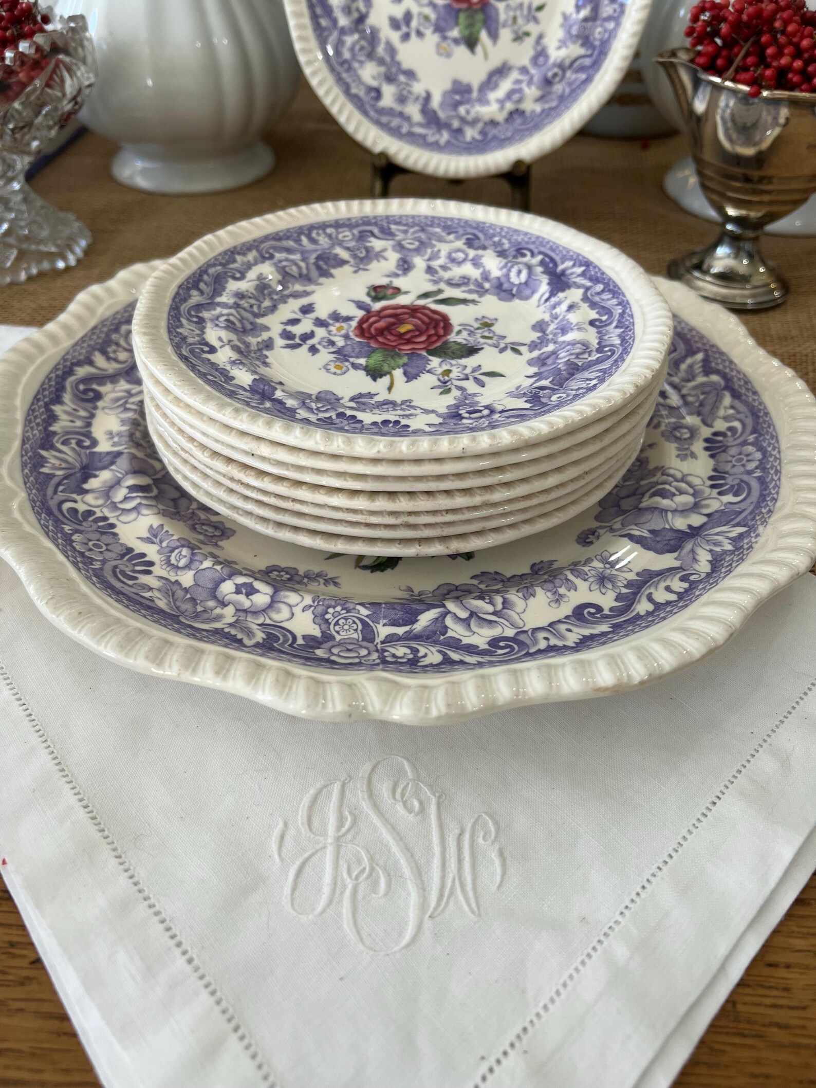 Purple and White Spode Copeland Mayflower Set of 8 Dessert Plates - Etsy