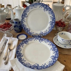 Blue and White English Semi-porcelain Dinner Plate. Set of 2. - Etsy