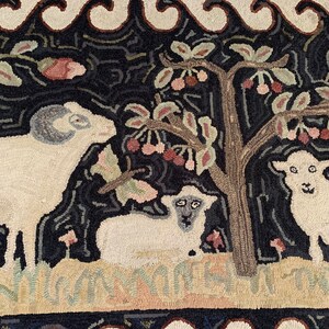 Primitive Folk Art Hand Hooked Rug by Jean Tynan. Rug Design by Marion ...