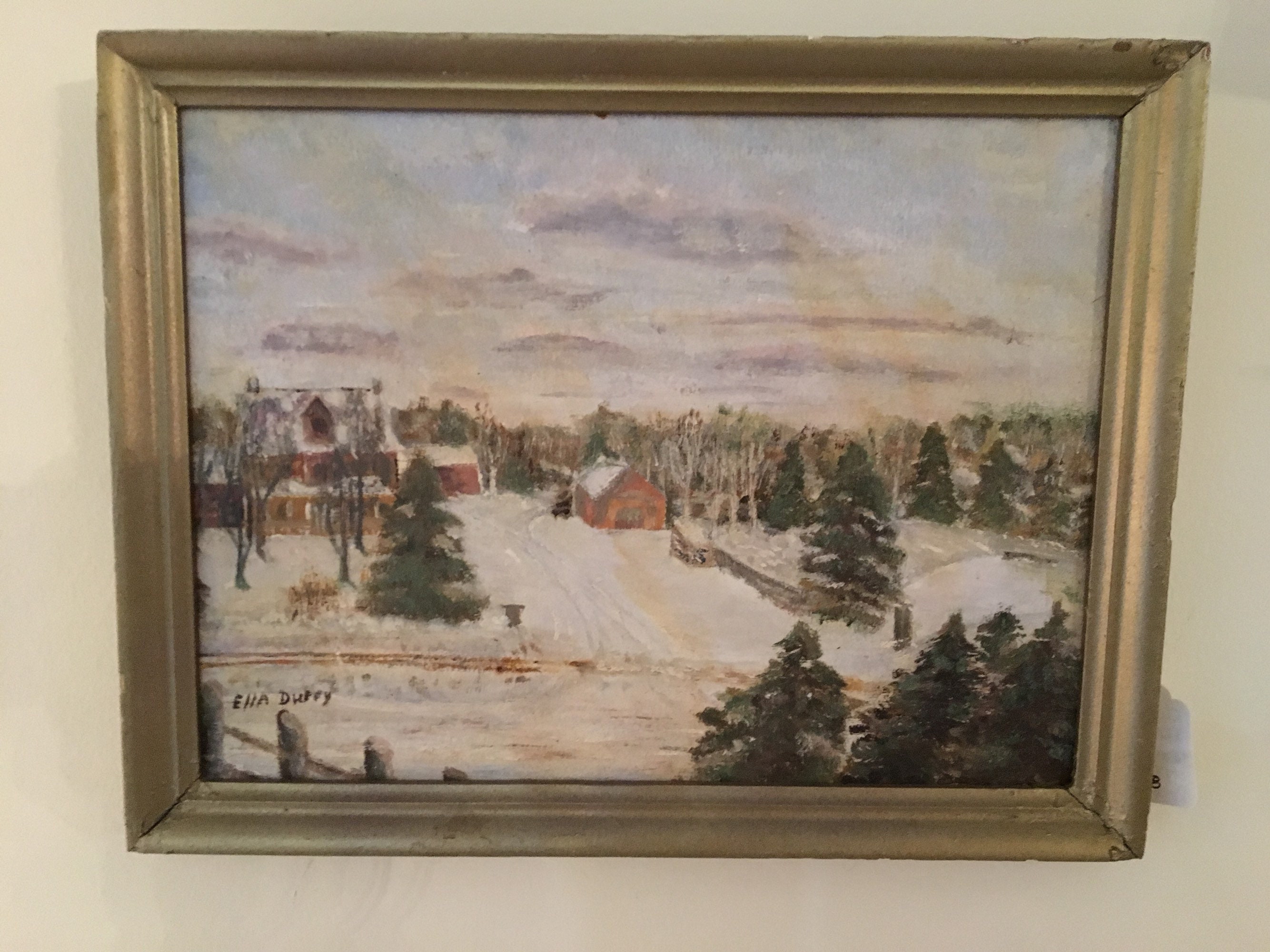 Vintage Winter Scene Painting by Ella Duffy - Etsy