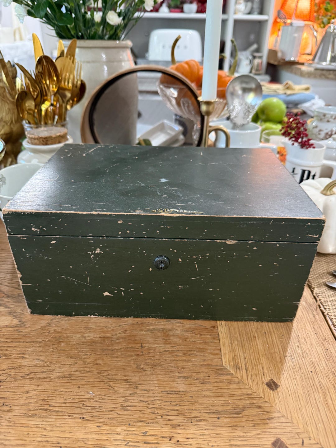 Green Vintage Wooden Document Box. - Etsy