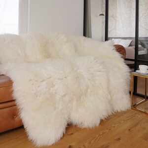 GIANT RUG Sexto SHEEPSKIN Six 80" X 70" White Throw Genuine Leather ...