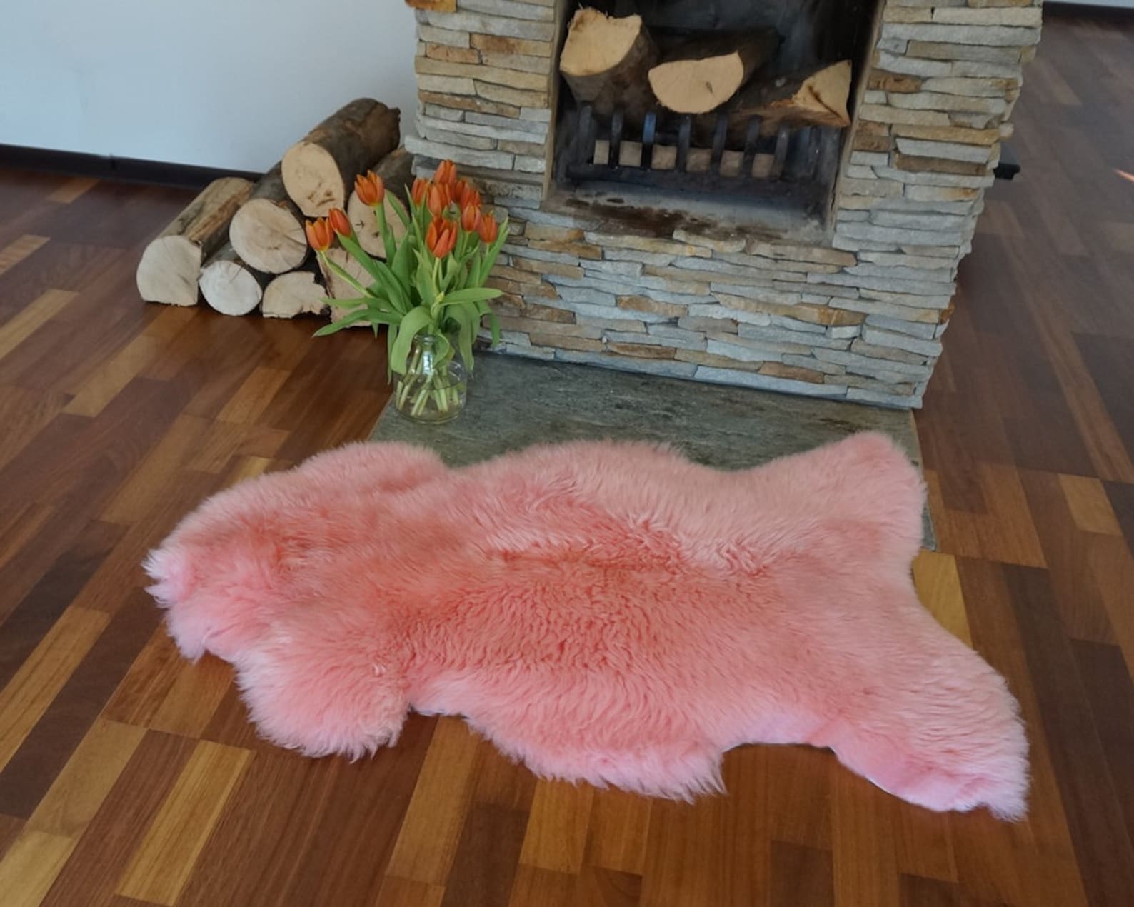 BIG SHEEPSKIN PINK Rose Rugs Throw Genuine Leather Sheep Skin - Etsy