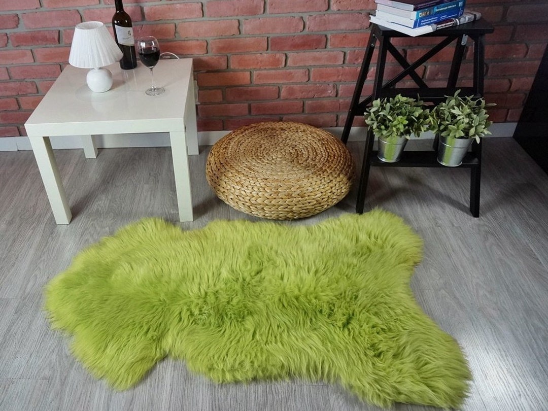 SHEEPSKIN GREEN Throw Genuine Leather Sheep Skin Decorative Rug Green ...