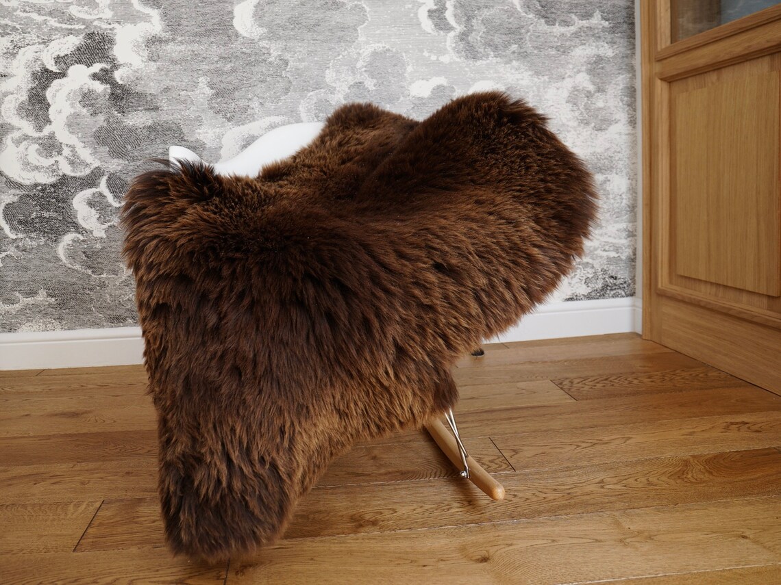 SHEEPSKIN Brown X Throw Genuine Leather Sheep Skin Decorative Rug Brown ...
