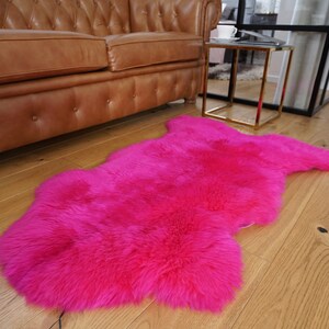 SHEEPSKIN Pink Throw Genuine Leather Sheep Skin Decorative Rug Brown ...