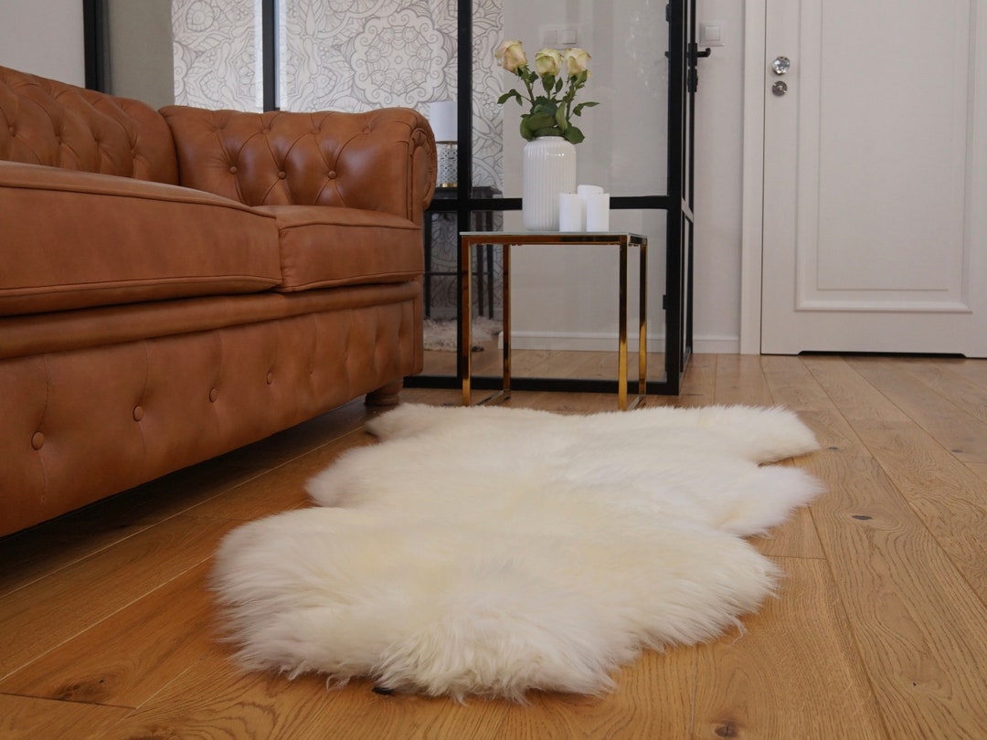 Original, Natural GIANT Rug 48" X 28" White Genuine Natural Sheepskin ...