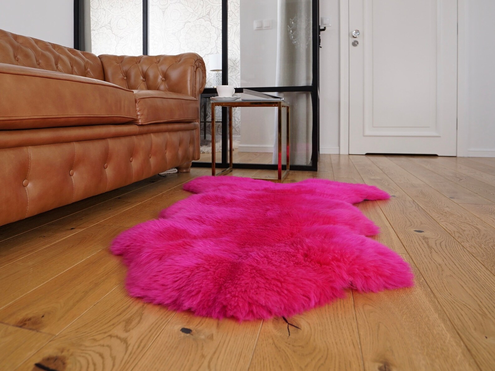 SHEEPSKIN Pink Throw Genuine Leather Sheep Skin Decorative Rug Brown ...