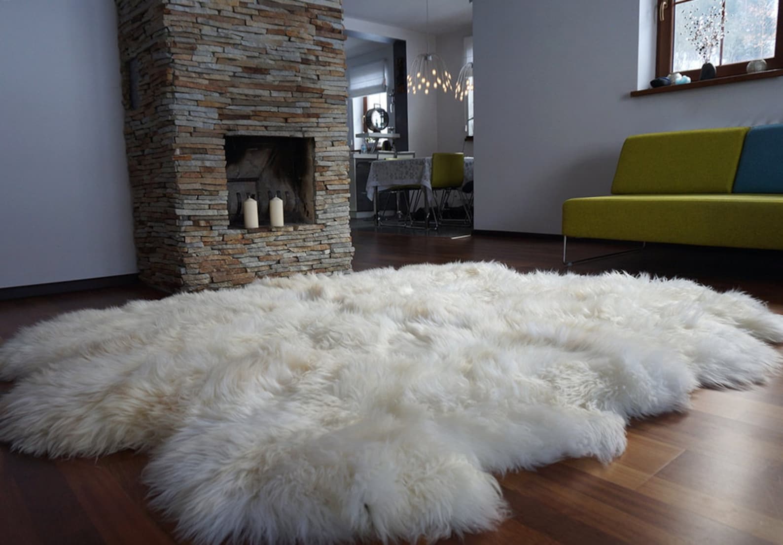 GIANT RUG Sexto SHEEPSKIN Six 80 X 70 White Throw Genuine Leather Sheep ...