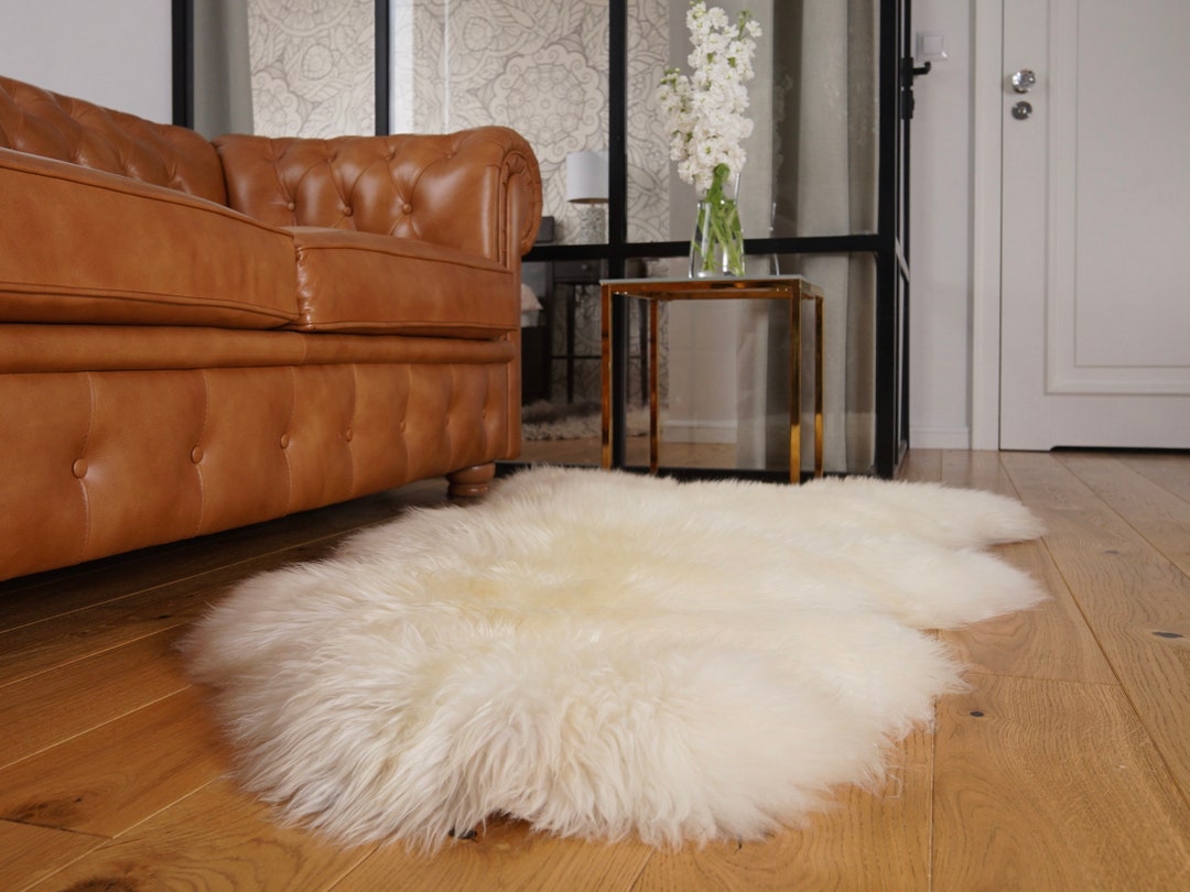 Original, Natural BIG White Genuine Natural Sheepskin Rug Exclusive Rug ...