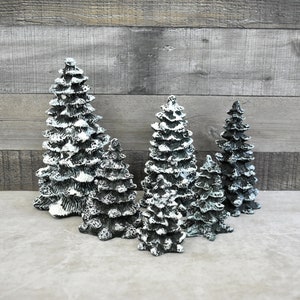 6 Pc Snowy Tree Lot 4 Mervyns Village Square Resin Trees 2 Unbranded ...
