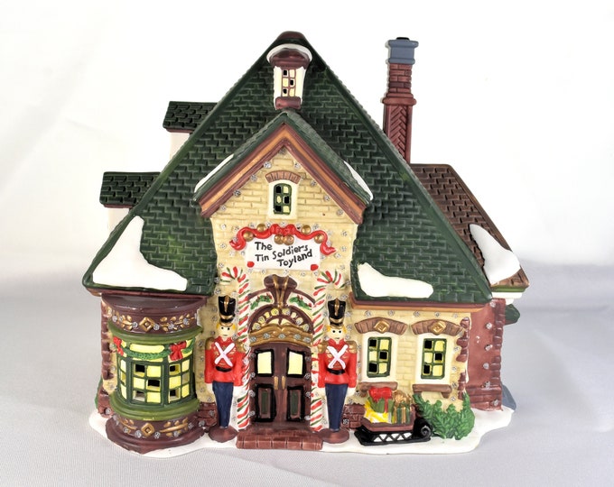 Santas Workbench Tin Soldiers Toyland Fiber Optic Lighted Christmas ...