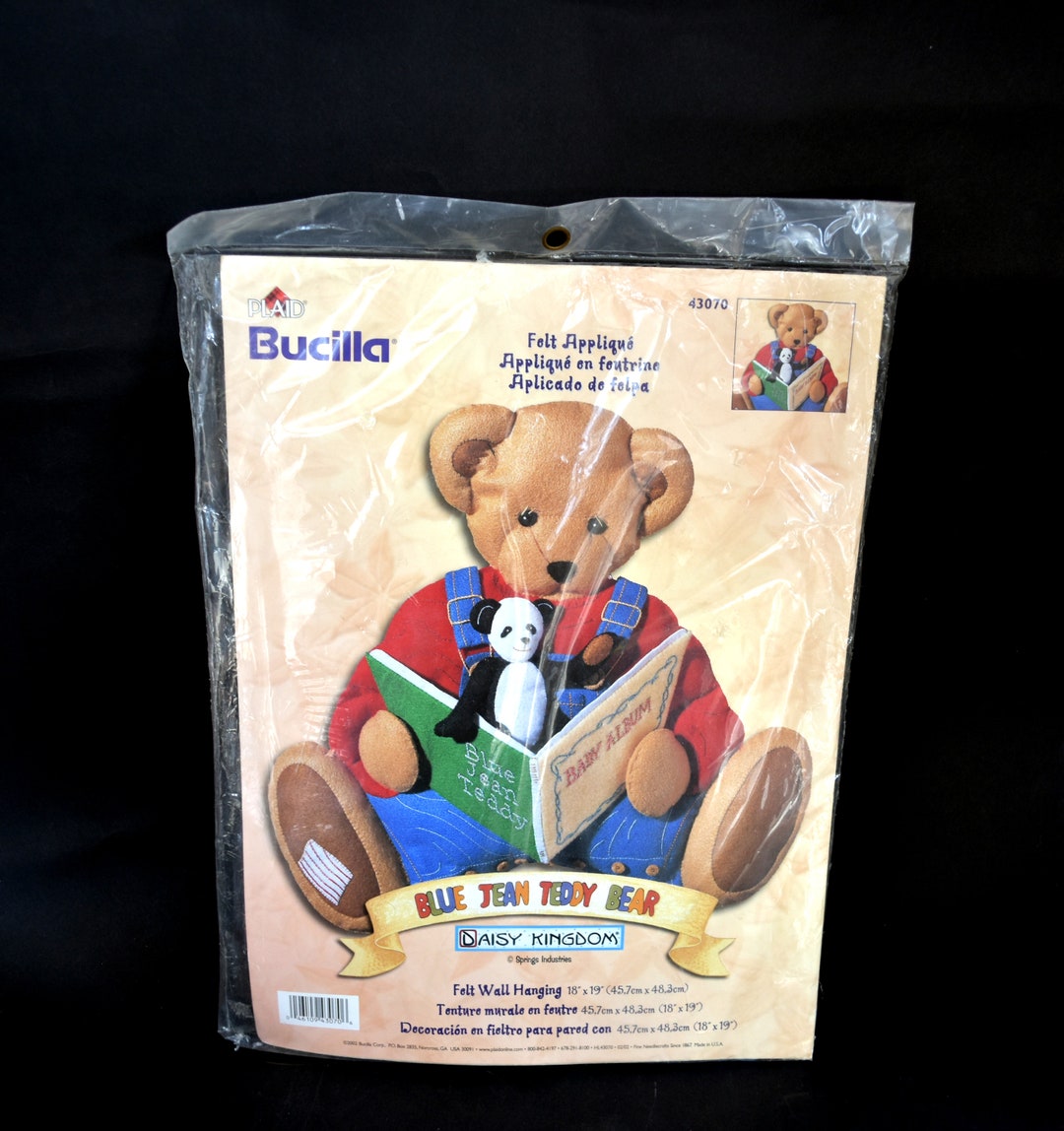 Bucilla Daisy Kingdom Blue Jean Teddy Bear Felt Wall Hanging Kit 43070 ...