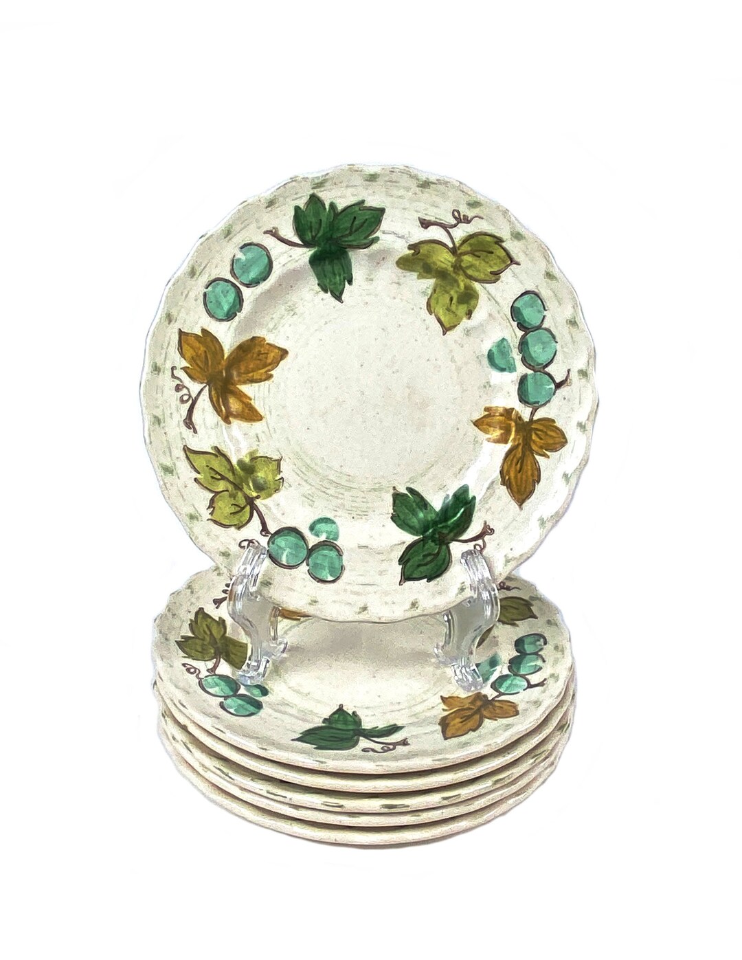 Set of 4 Vintage Metlox Vernon Ware Vineyard Smaller Bread & Butter ...