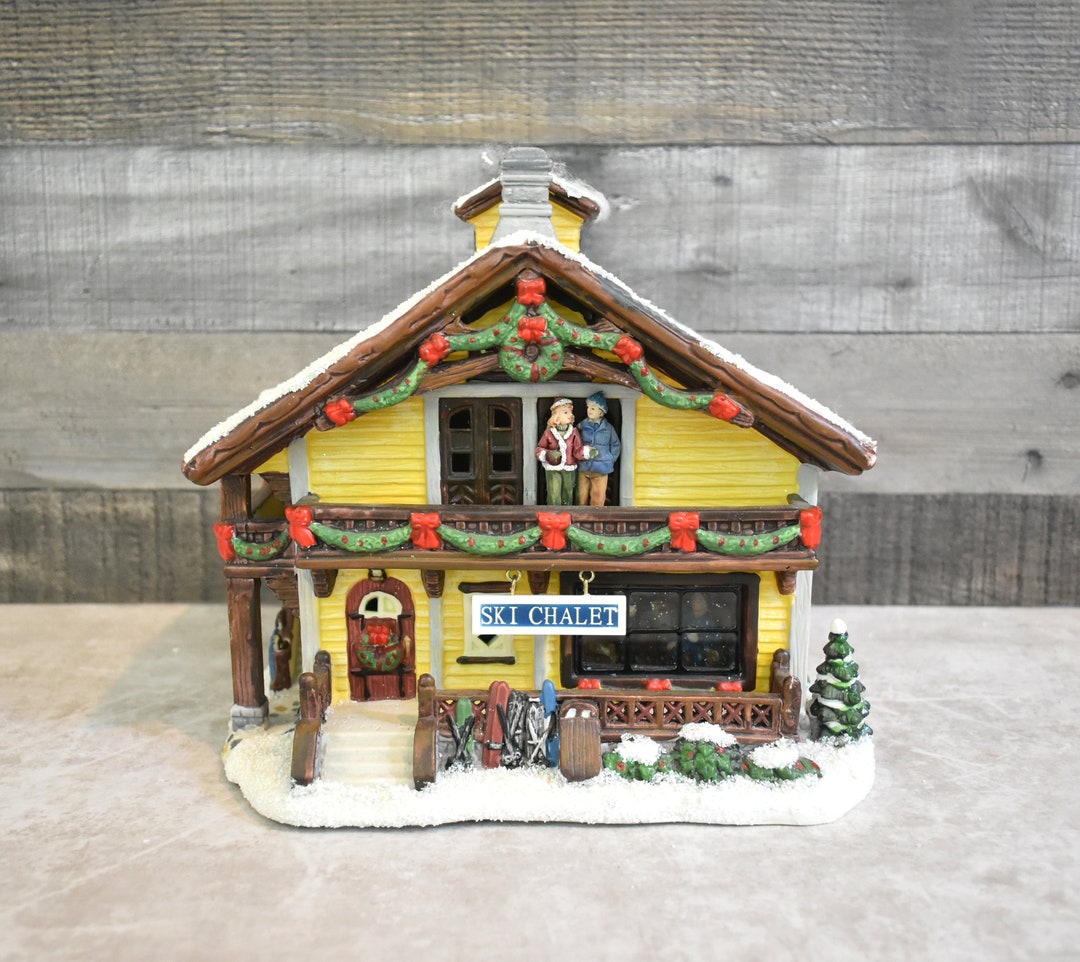 St Nicholas Square Ski Chalet Lighted Christmas Village House - Etsy
