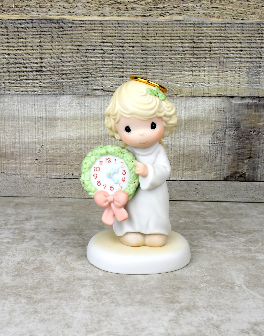 1998 Precious Moments Time for A Holy Holiday Angel With Clock Figurine ...