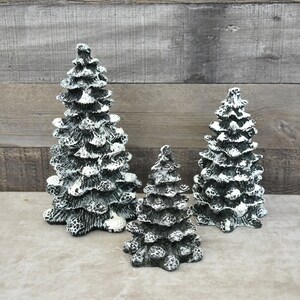 6 Pc Snowy Tree Lot 4 Mervyns Village Square Resin Trees 2 Unbranded ...
