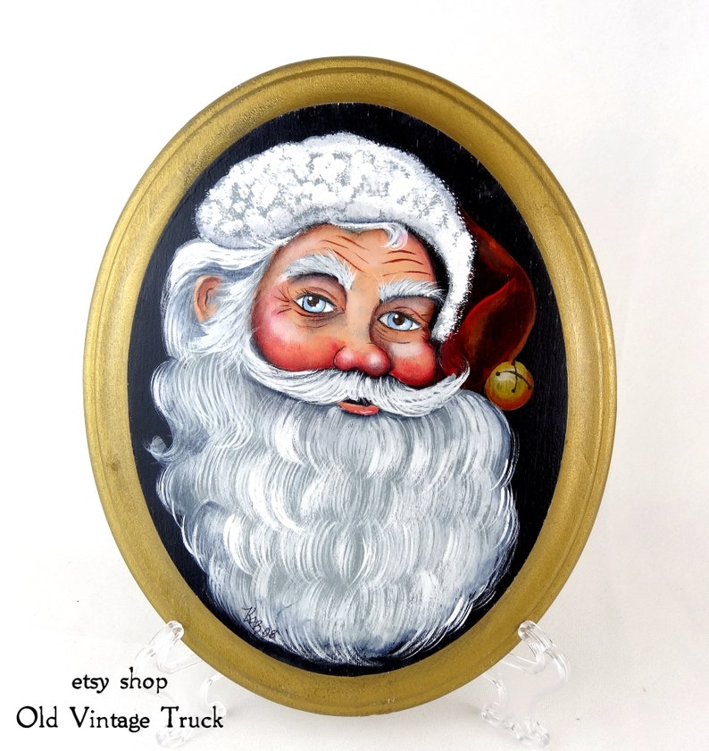 Unique Hand Painted Tole Christmas Folk Art Santa Claus Signed - Etsy