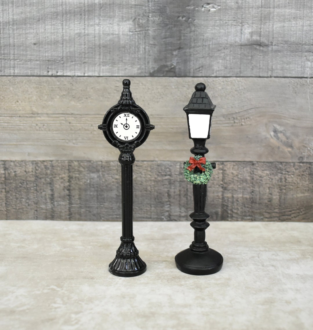 Mervyns Village Square Village Clock & Lamp Post Christmas Village ...